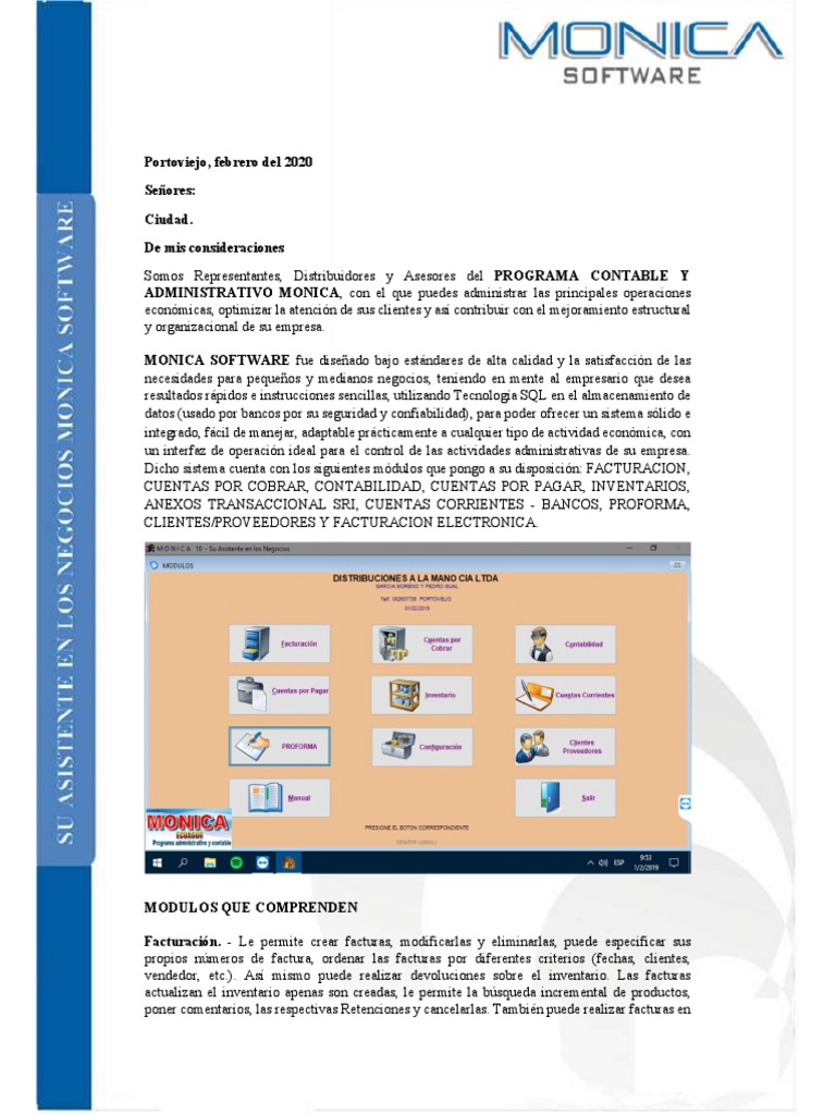 Software Contable MONICA para Negocios | PDF | Microprocesador ...