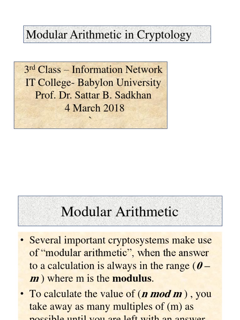 Modular Arithmetic in Cryptology | PDF | Ring Theory | Numbers