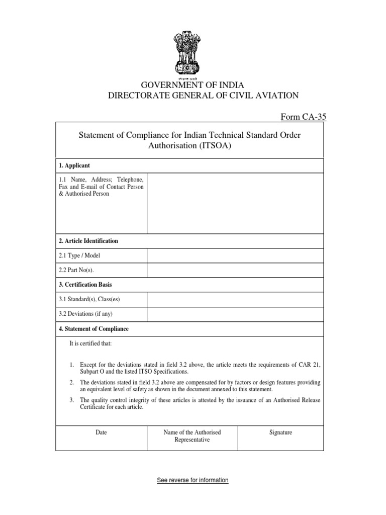 CA-35 Compliance Statement Guide | PDF | Technology & Engineering