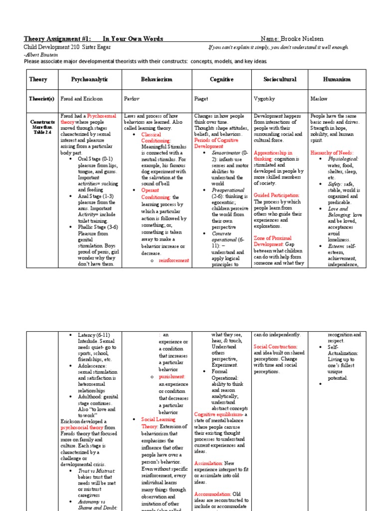Developmental Theories Overview | PDF | Thought | Metaphysics Of Mind