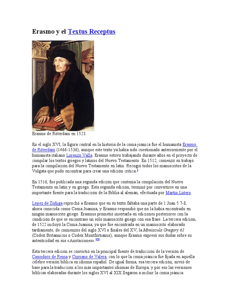 Erasmo y el Textus Receptus en 1522 | PDF | Literatura antigua ...