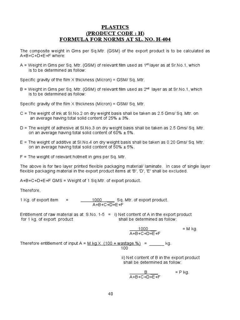 Plastic Weight Calculation Formula | PDF | Lamination | Weight