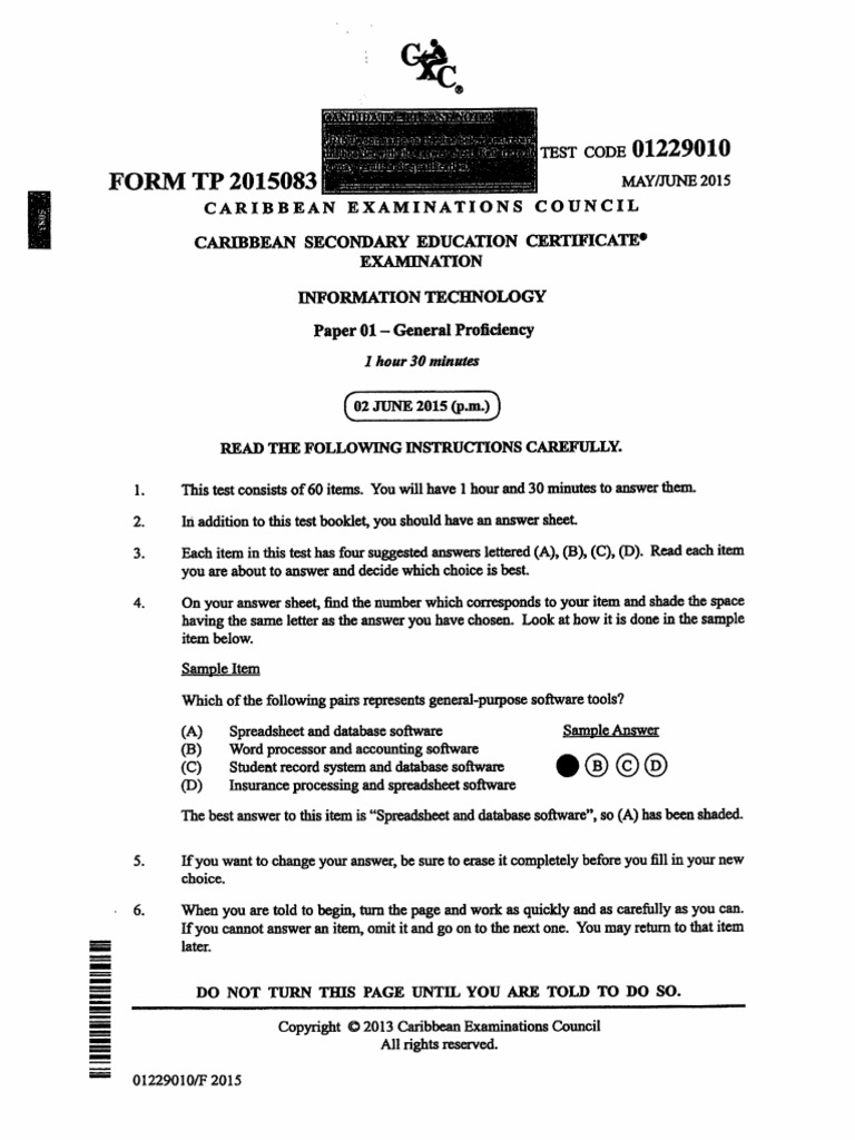 CSEC IT June 2015 | PDF | Computer Program | Programming CSEC IT June 2015 | PDF | Computer Program | Programming