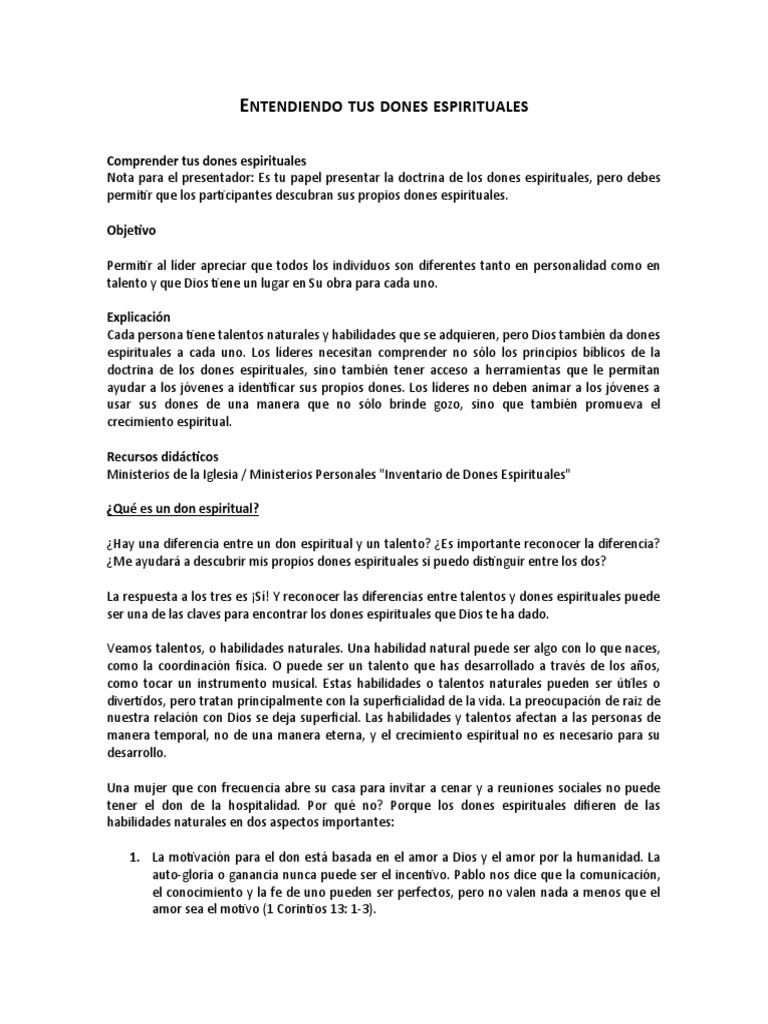 Descubre y Desarrolla tus Dones Espirituales | PDF | Cristo (título) | Fe