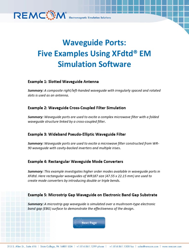 Waveguide Ports: Five Examples Using XFDTD® em Simulation Software ...