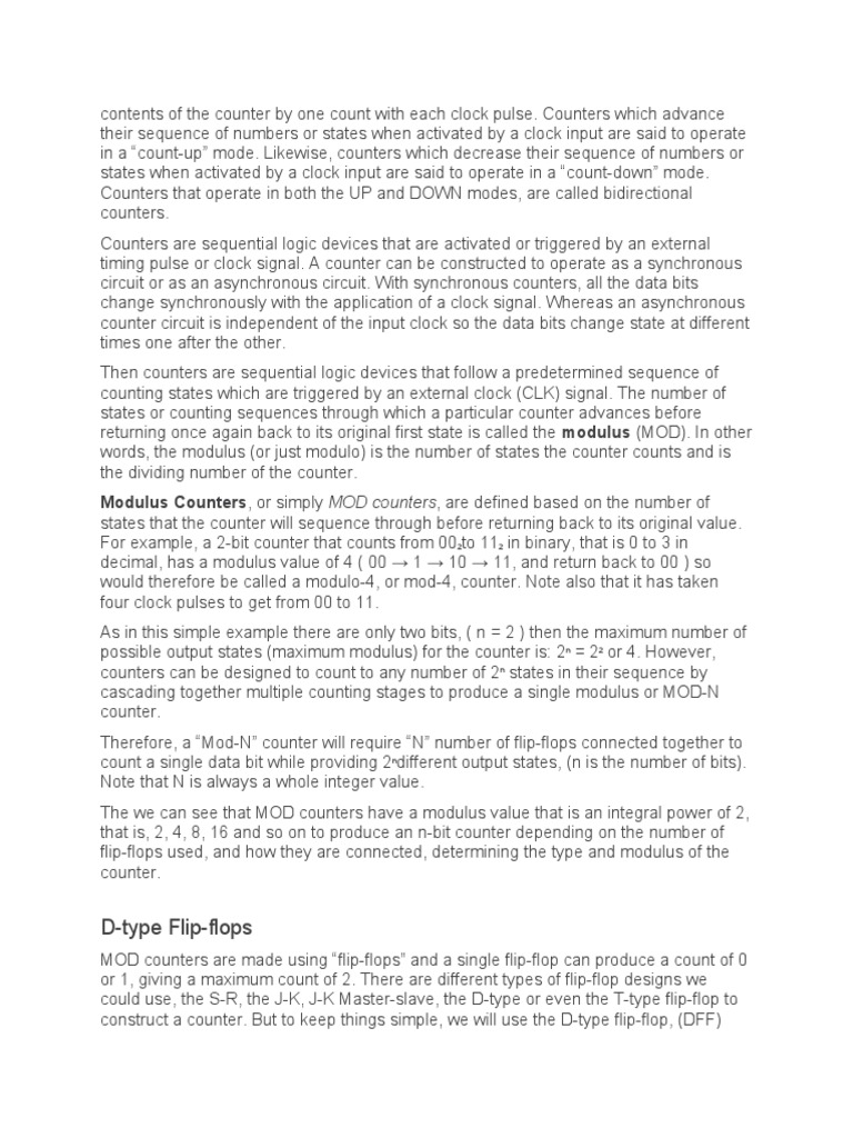 D-Type Flip-Flops: Modulus Counters, or Simply MOD Counters, Are ...