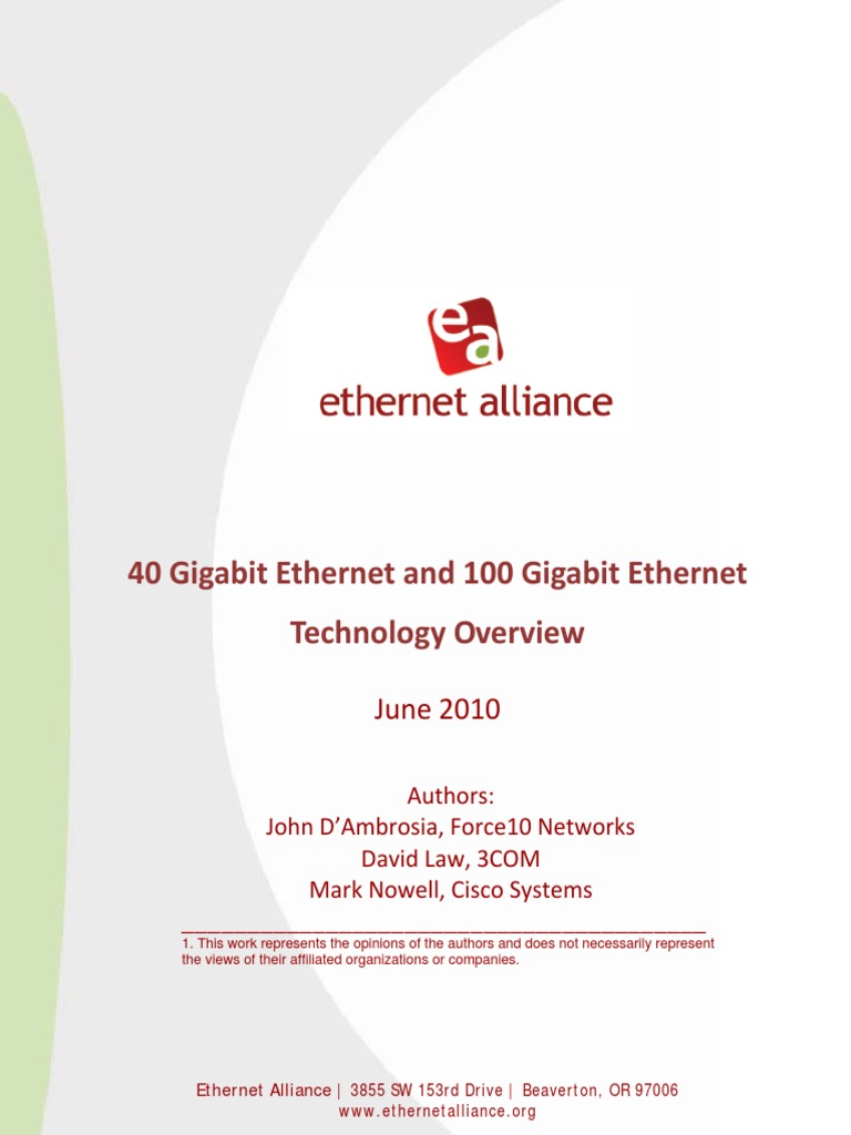 40 Gigabit Ethernet and 100 Gigabit Ethernet Technology Overview | PDF ...