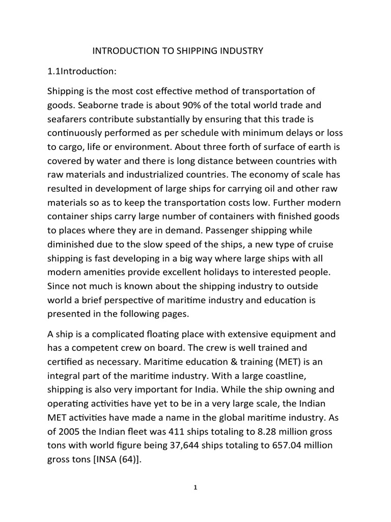 Introduction To Shipping Industry | PDF | Ships | Water Transport