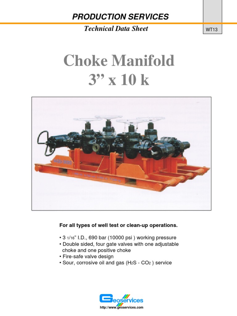 CHOKE MANIFOLD 3” x 10 k TECHNICAL DATA SHEET: A Comprehensive Overview ...