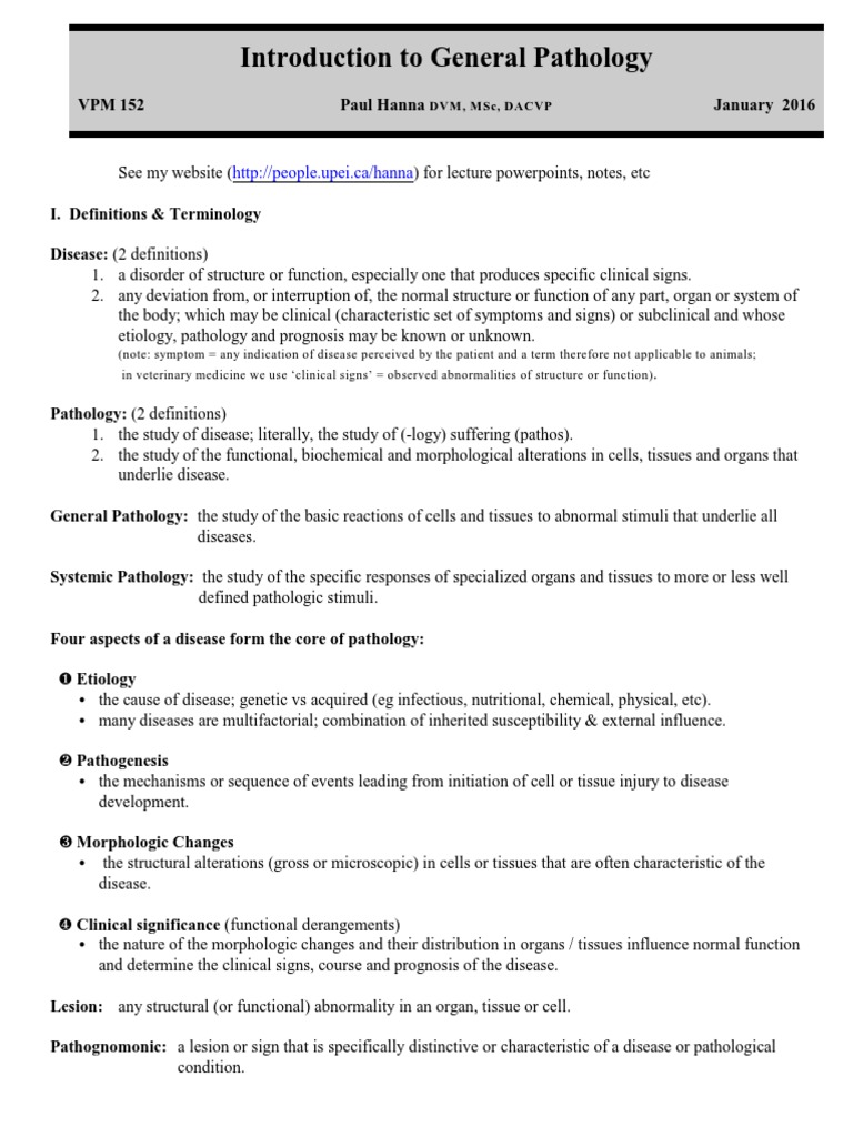 Introduction To General Pathology: DVM, M SC, Dacvp | PDF | Pathology ...