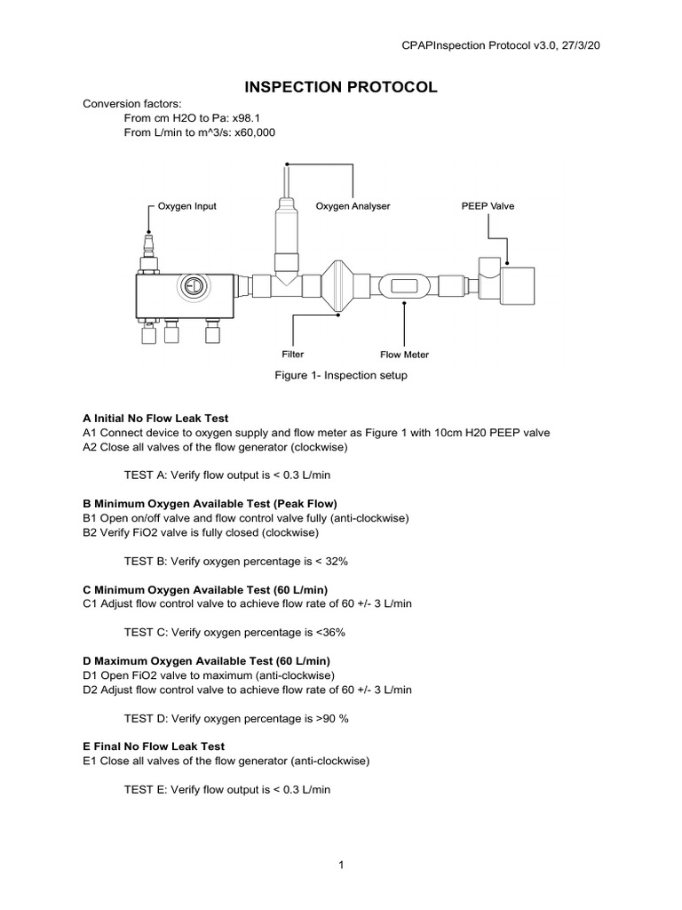 Inspection Protocol: A Initial No Flow Leak Test | PDF