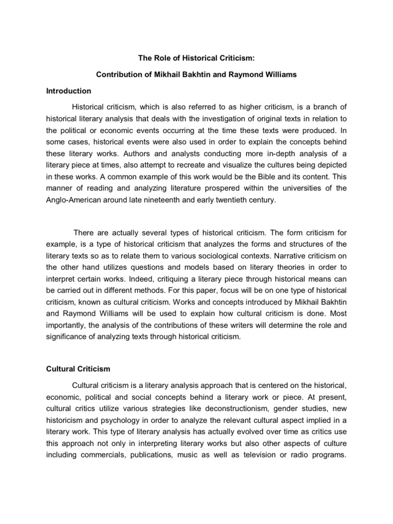 The Role of Historical Criticism | Psychological Concepts | Psychology ...