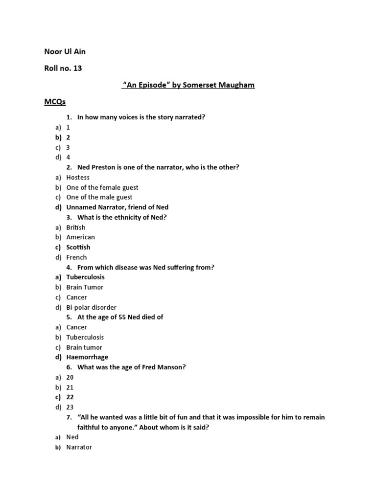 6 An Episode MCQs and Short Questions | PDF | Feeling | Emotions