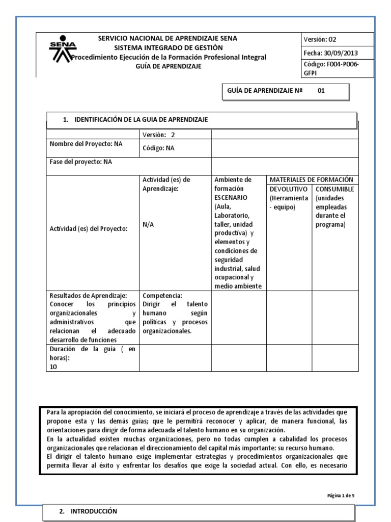 Guia de Aprendizaje-1 ARH | PDF | Gestión de recursos humanos | Aprendizaje