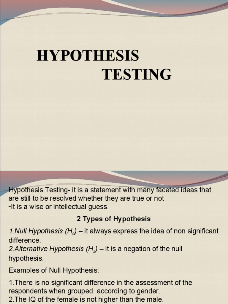 Hypothesis Testing | PDF | Statistical Hypothesis Testing | Type I And ...