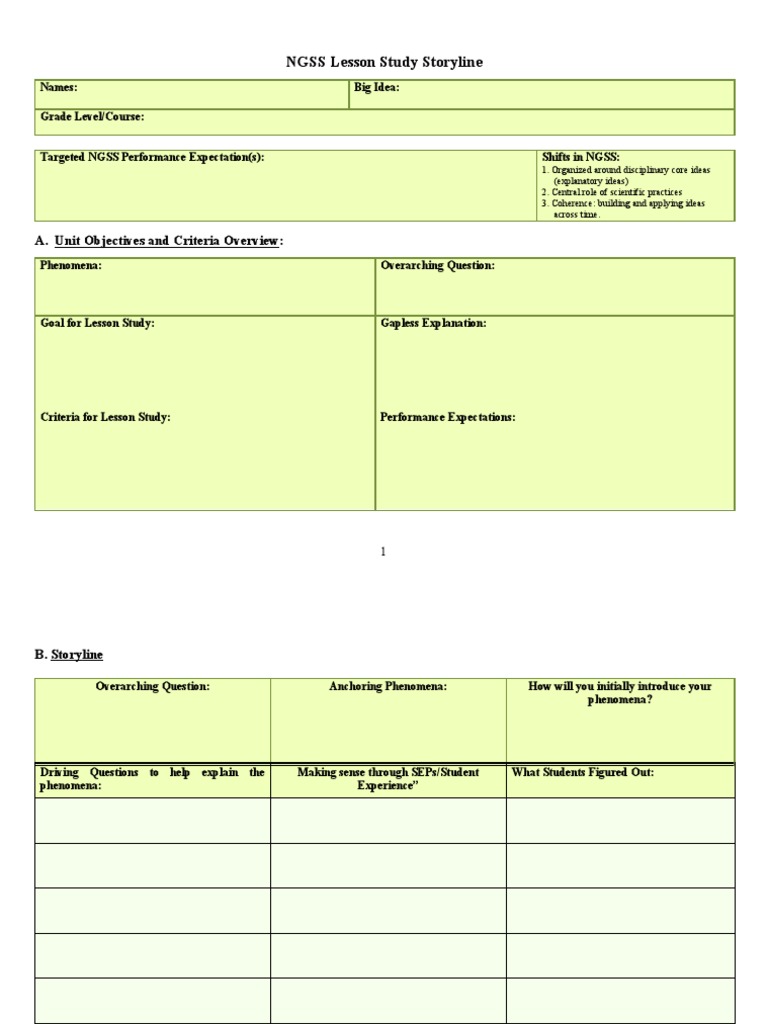 Ngss Blank Lesson Template | PDF | Learning | Science
