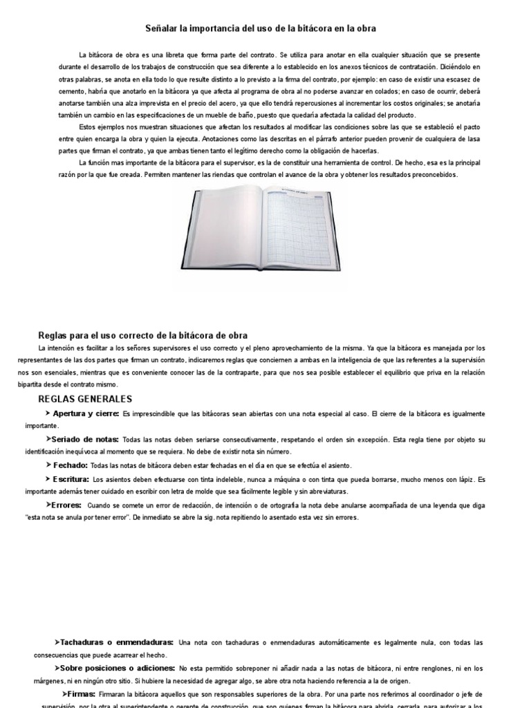 Importancia de La Bitacora en La Obra | PDF