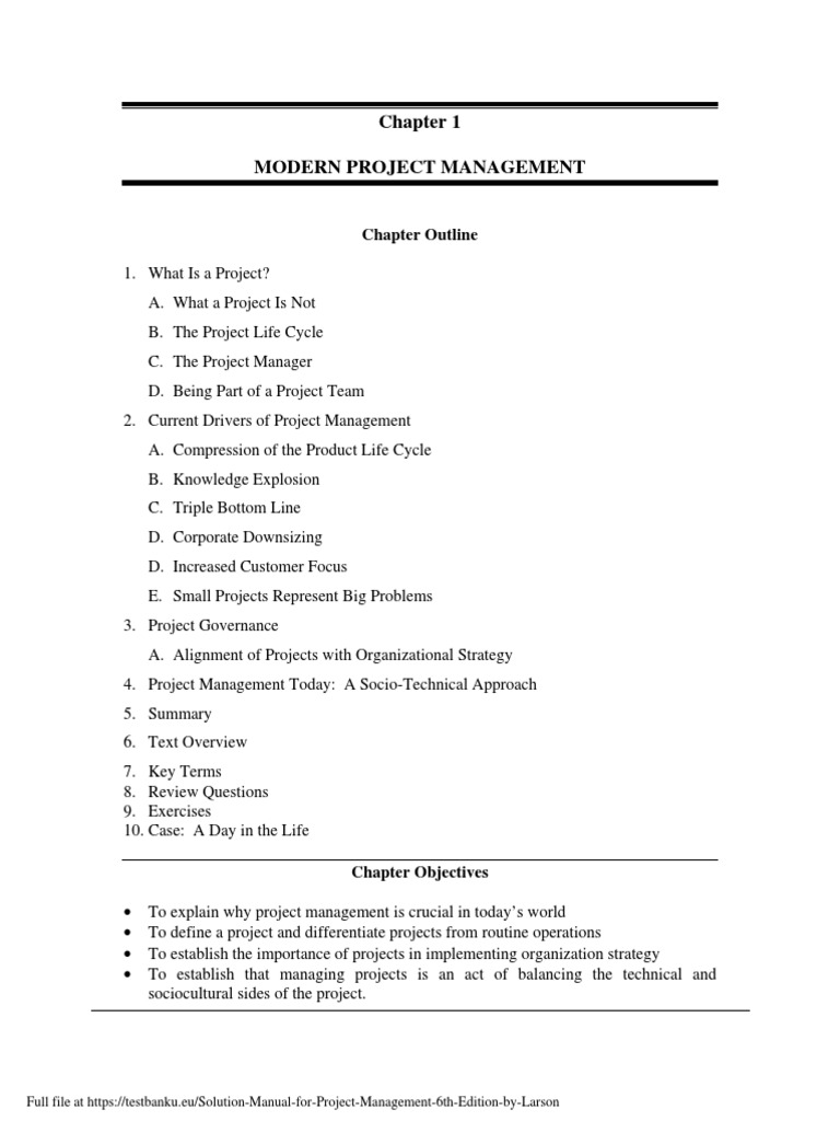 Modern Project Management: Chapter Outline | PDF | Project Management ...