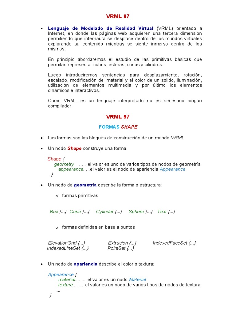 VRML 97 Abril2020 | PDF | Color | Lenguaje de programación