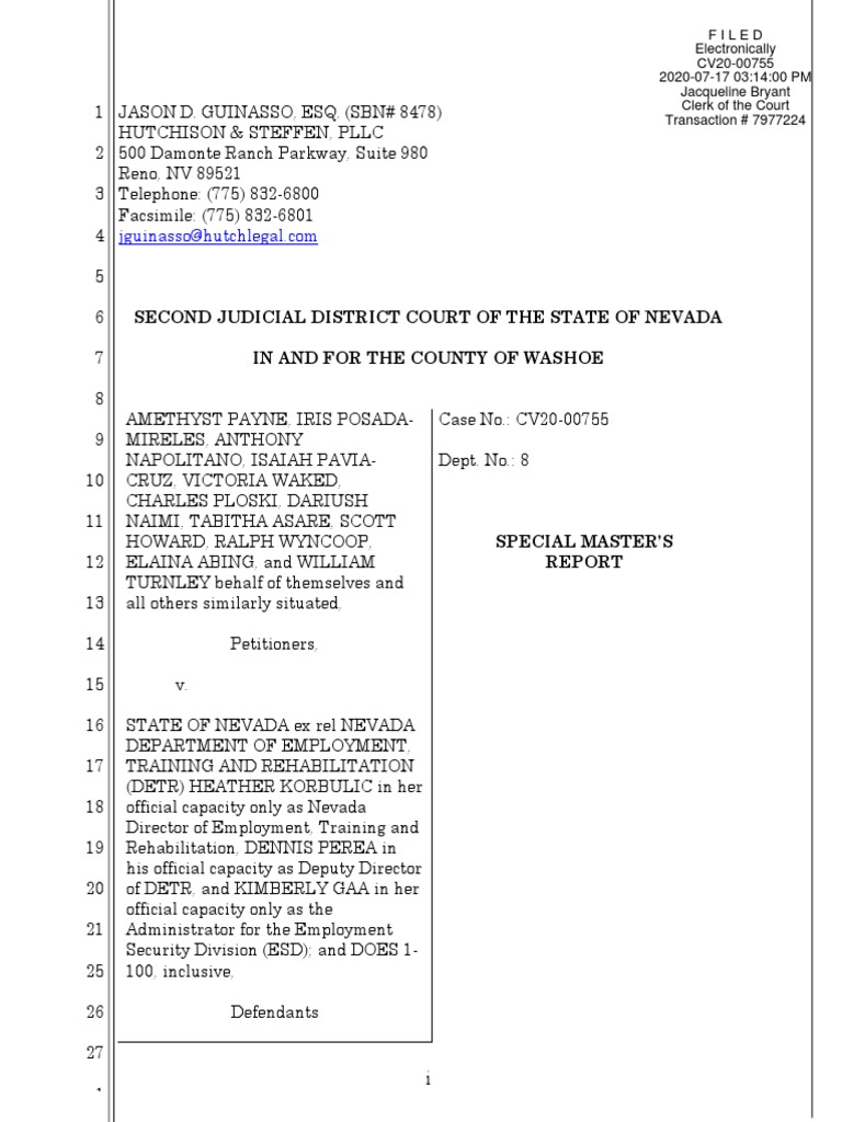 Special Master Report - Lawsuit From PUA Claimants | PDF | Unemployment ...