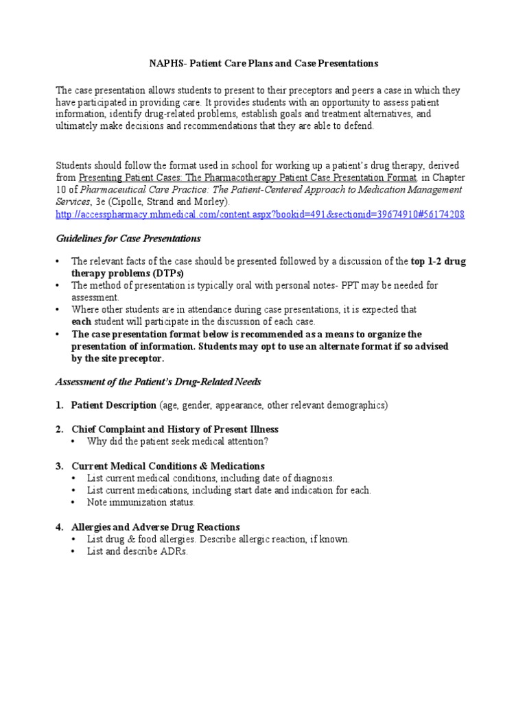 Case Presentation Guidelines | PDF | Therapy | Medicine