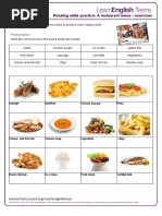 Writing Practice Restaurant Menu Worksheet | PDF