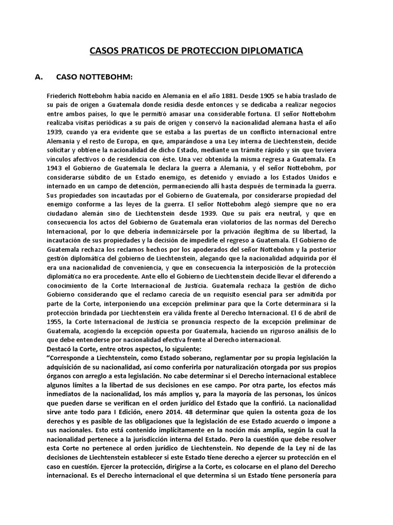 Protección Diplomática: Caso Nottebohm | PDF | Perú | Relaciones ...