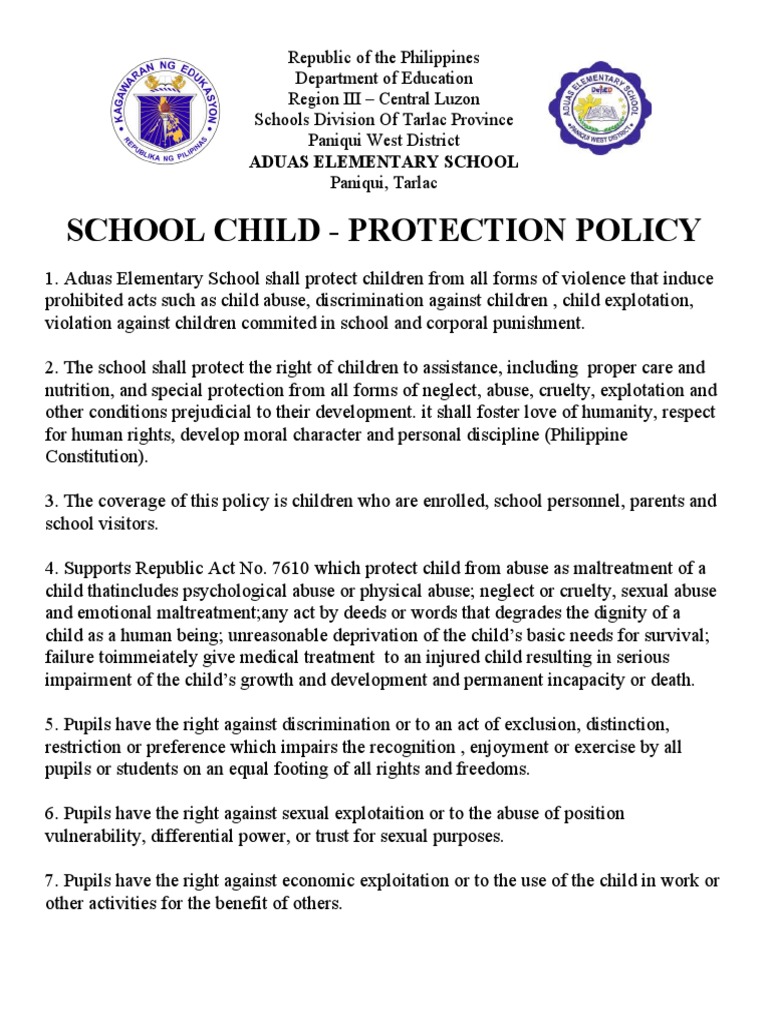 School Child Protection Policy | Download Free PDF | Child Abuse | Bullying
