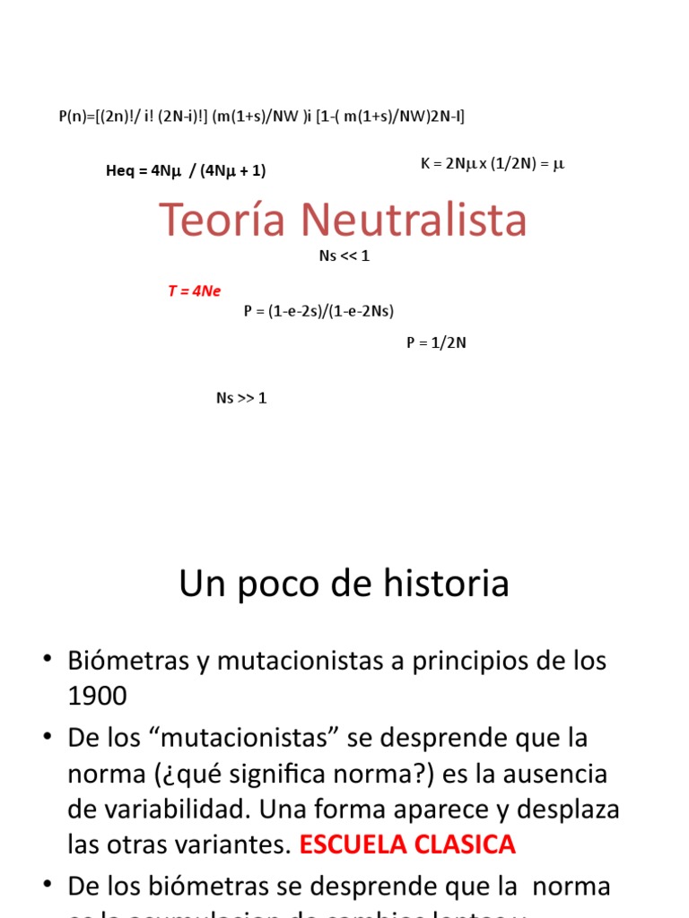 Clase 6 Teoría Neutralista I | PDF | Evolución | Evolución biológica