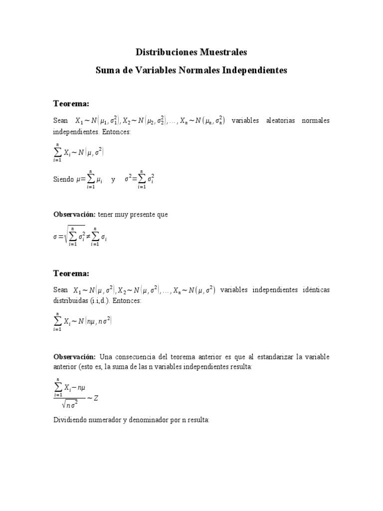 Suma de Normales | PDF