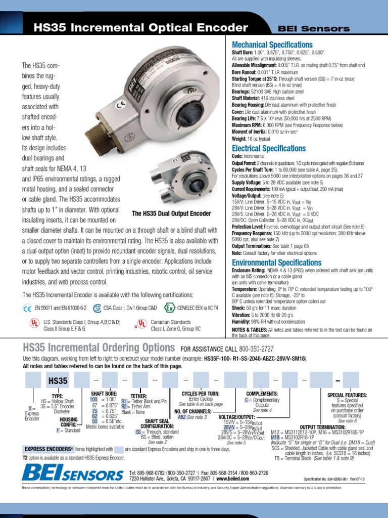 HS35 Incremental Encoder | PDF | Electrical Connector | Computer ...