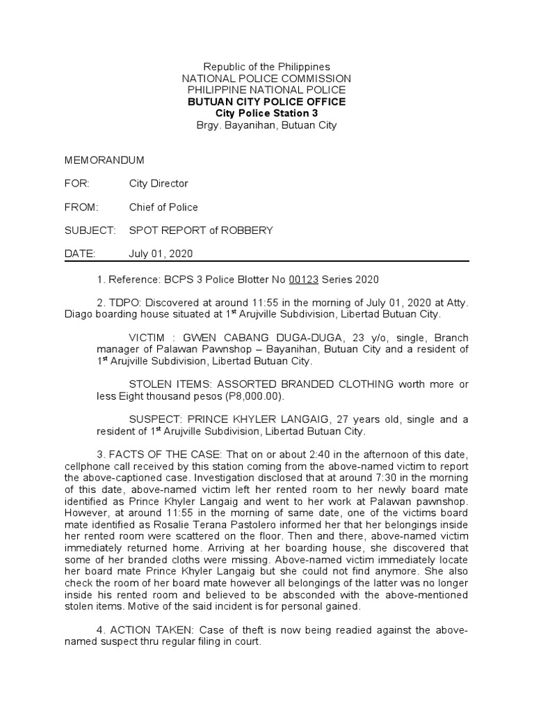 Butuan City Police Office City Police Station 3 | PDF | Deviance ...