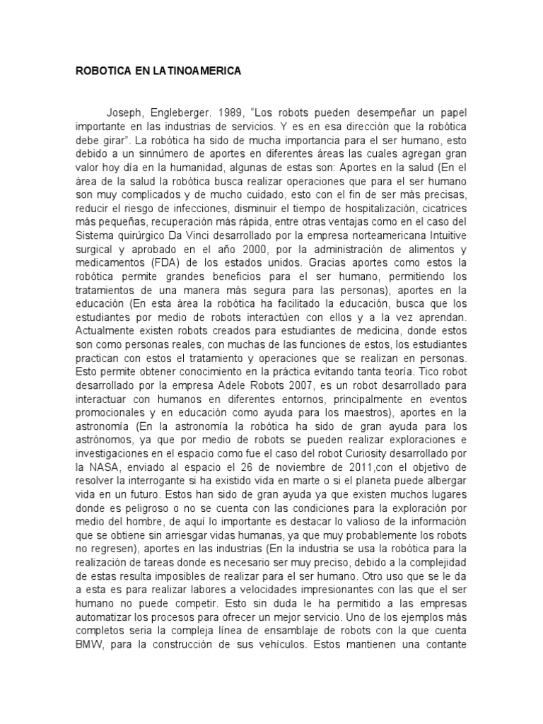 Robotica en Latinoamerica | PDF | Robot | Robótica