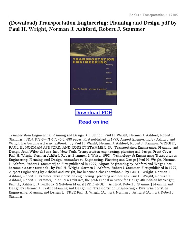 (Download) Transportation Engineering: Planning and Design PDF by Paul ...