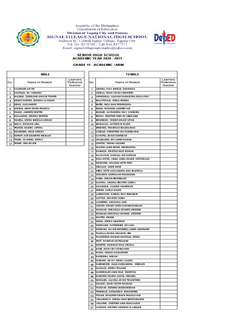 SHS Enrollment | PDF