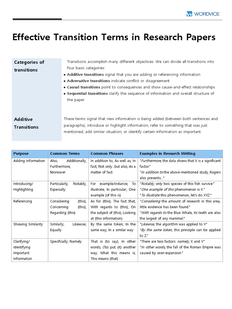 Effective Transitions in Research Papers | PDF | Causality | Information