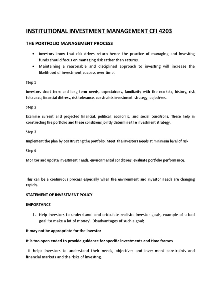 Institutional Investment Management Notes | PDF | Asset Allocation ...