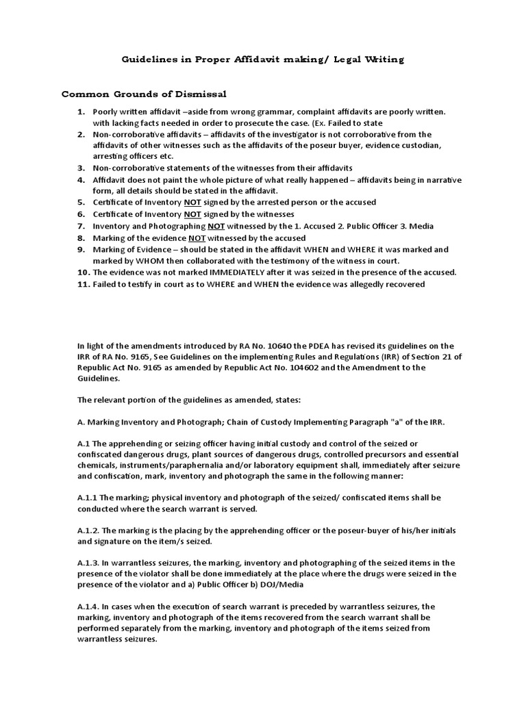 Affidavit Writing Guidelines for Legal Cases | PDF | Search Warrant ...