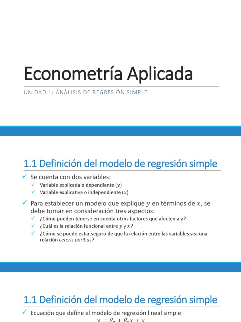 Econometría Aplicada I.pdf | PDF | Mínimos cuadrados ordinarios | Estimador