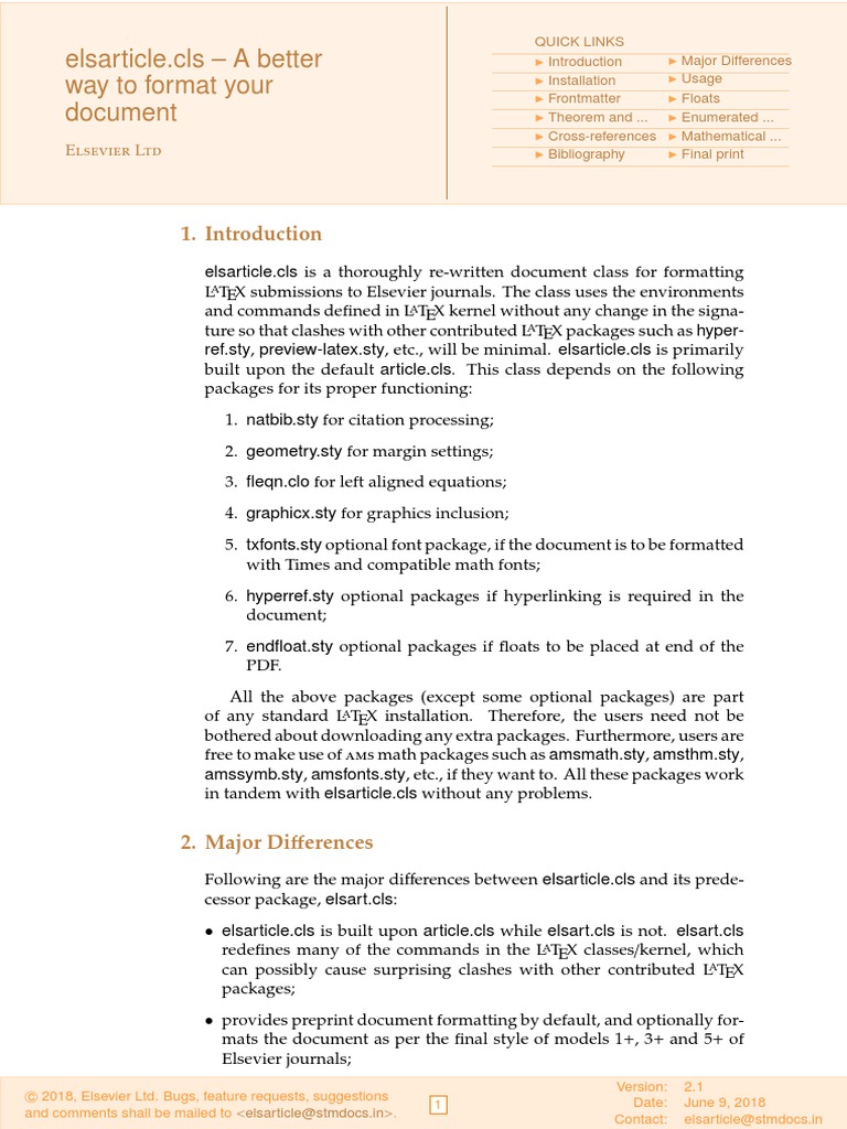 Elsarticle - Cls - A Better Way To Format Your Document: Elsevier LTD ...
