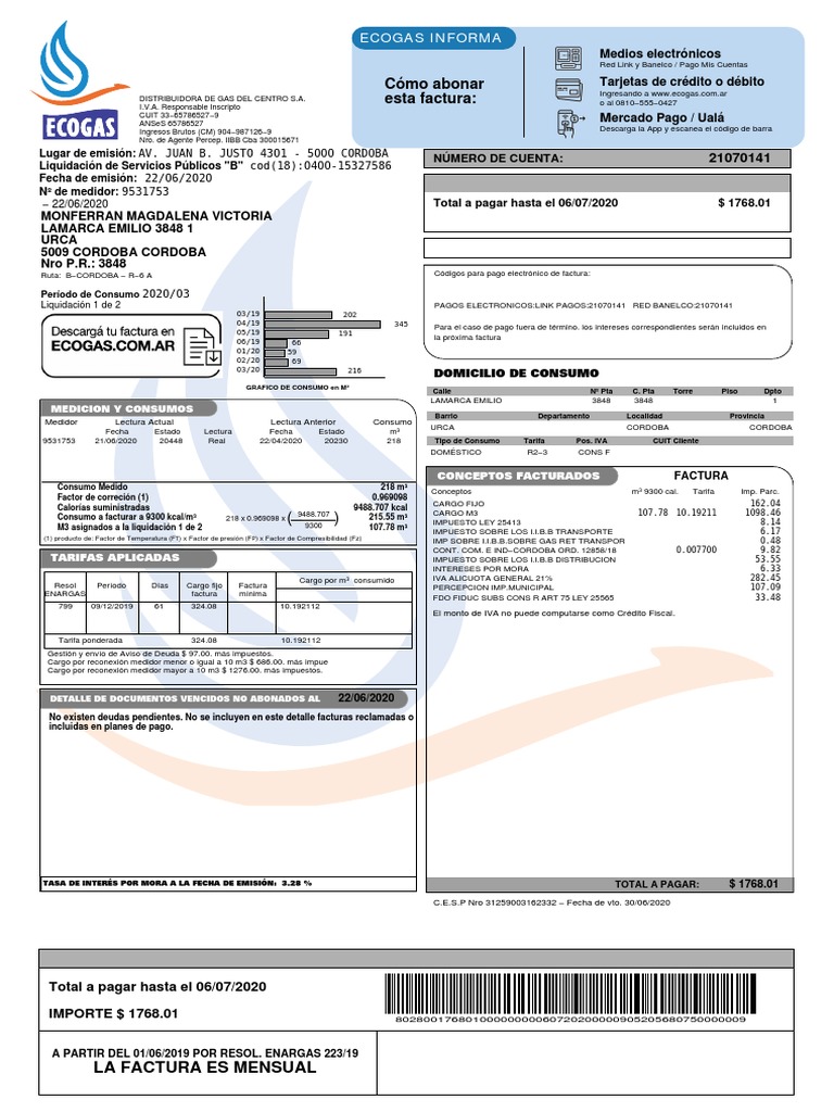 Instrucciones para Pago de Ecogas | PDF | Factura | Pagos