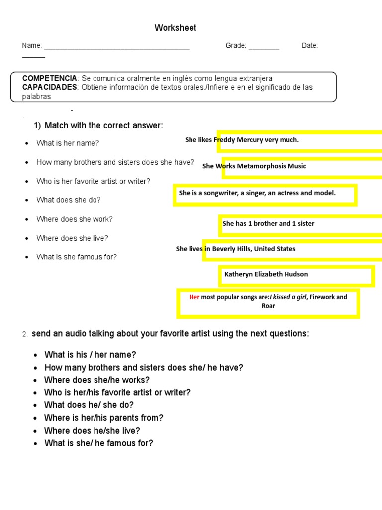 Name: - Grade: - Date | PDF