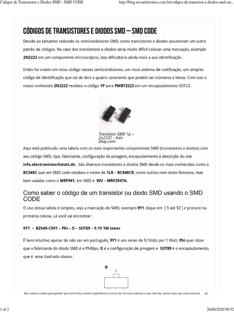 Códigos de Transistores e Diodos SMD - SMD CODE | PDF