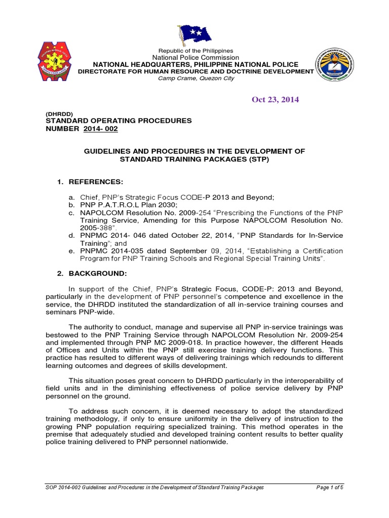 PNP Standard Training Package Guidelines | PDF | Lesson Plan | Test ...
