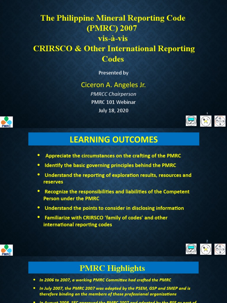 The Philippine Mineral Reporting Code (PMRC) 2007 Vis-À-Vis CRIRSCO ...