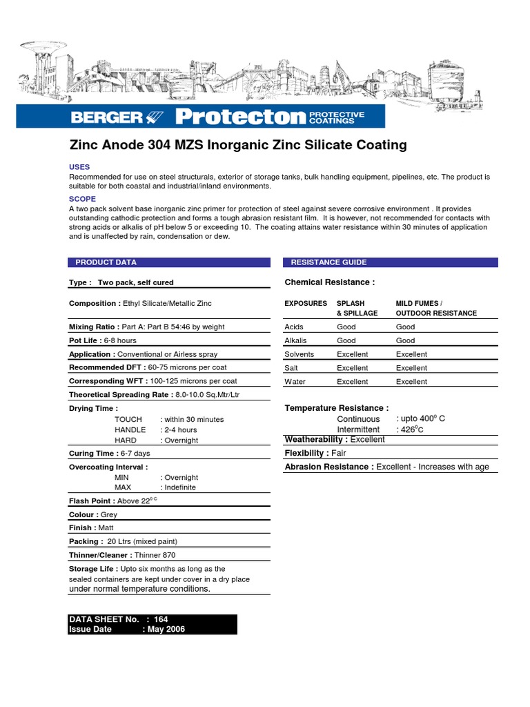 Zinc Anode 304 MZS Inorganic Zinc Silicate Coating: Product Data ...