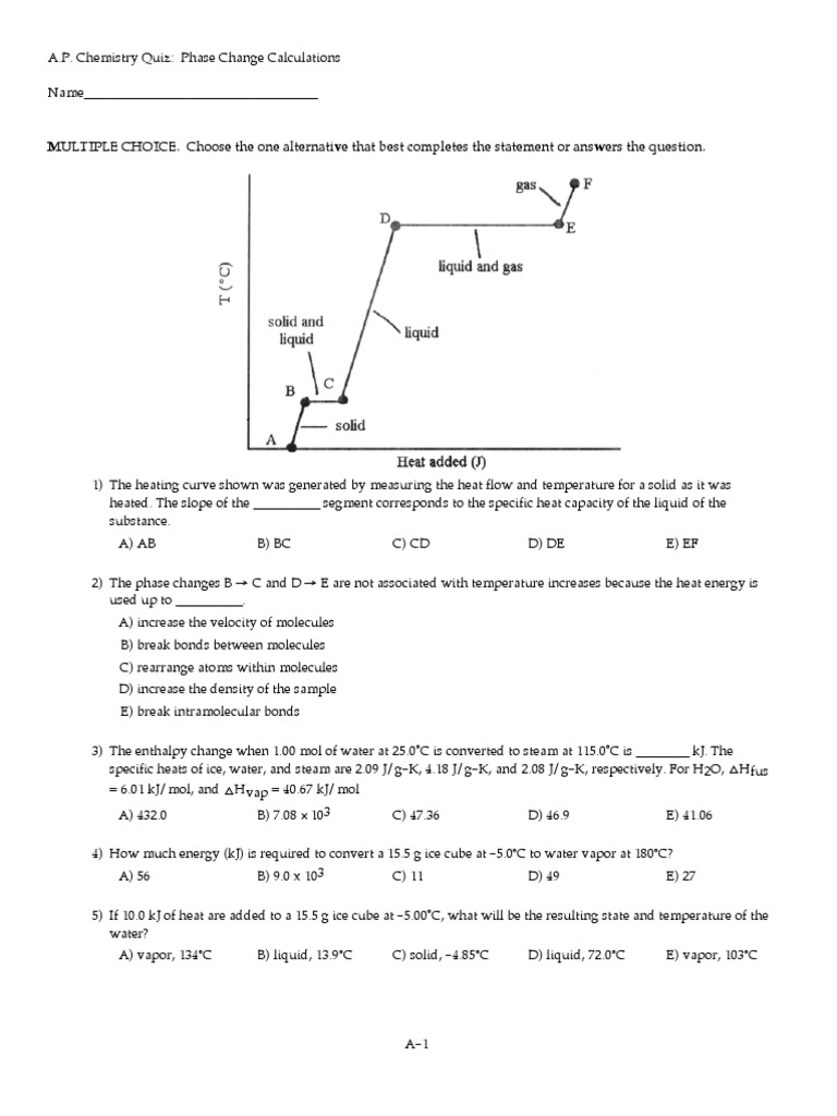 Phase Change Calculations Quiz | PDF