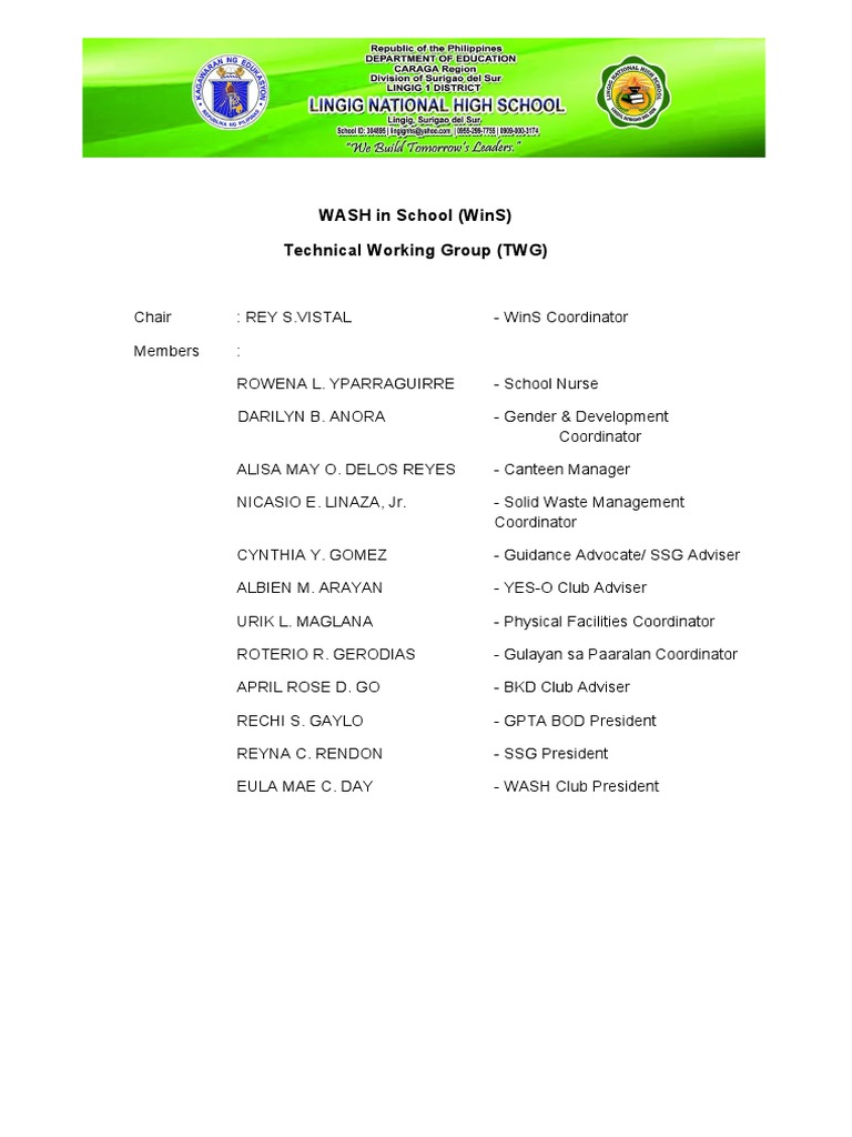 WASH in School TWG | PDF