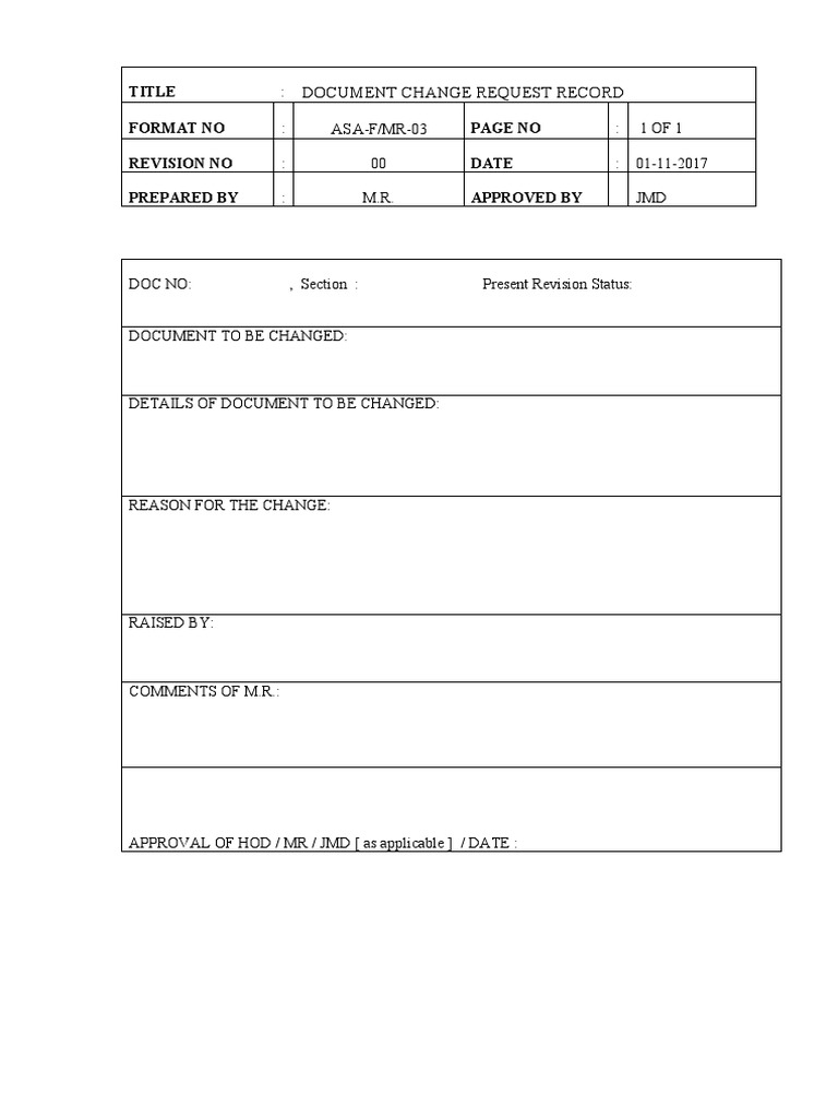 Document Change Request | PDF