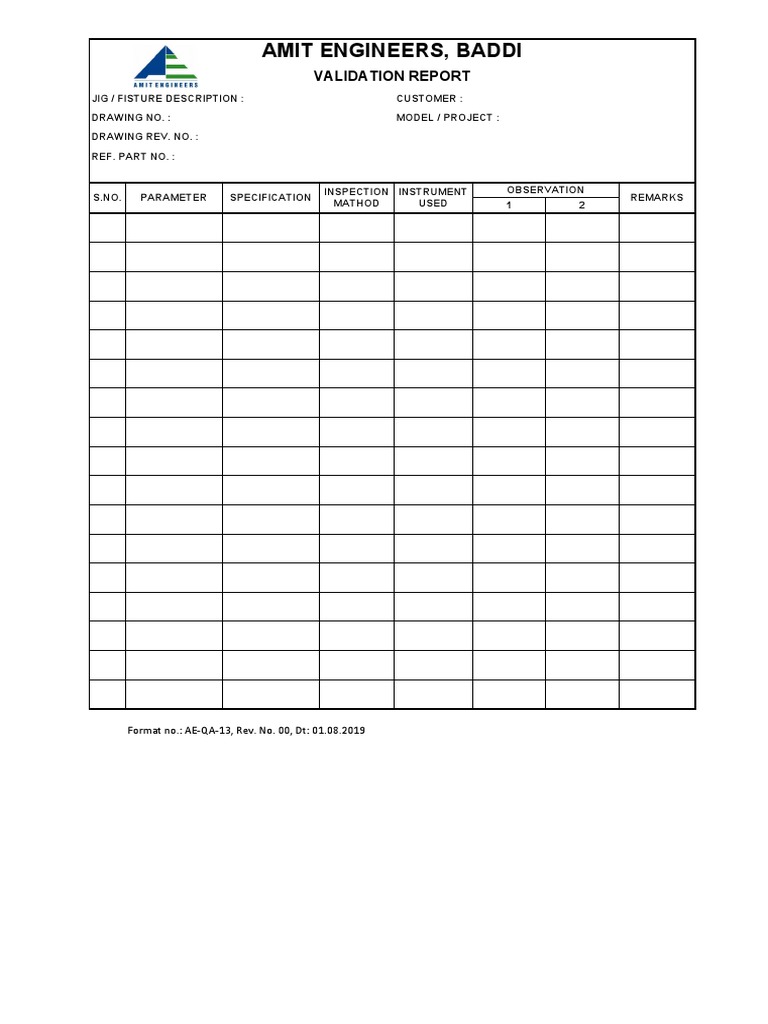 Amit Engineers Baddi Validation Report | PDF | Finance & Money ...